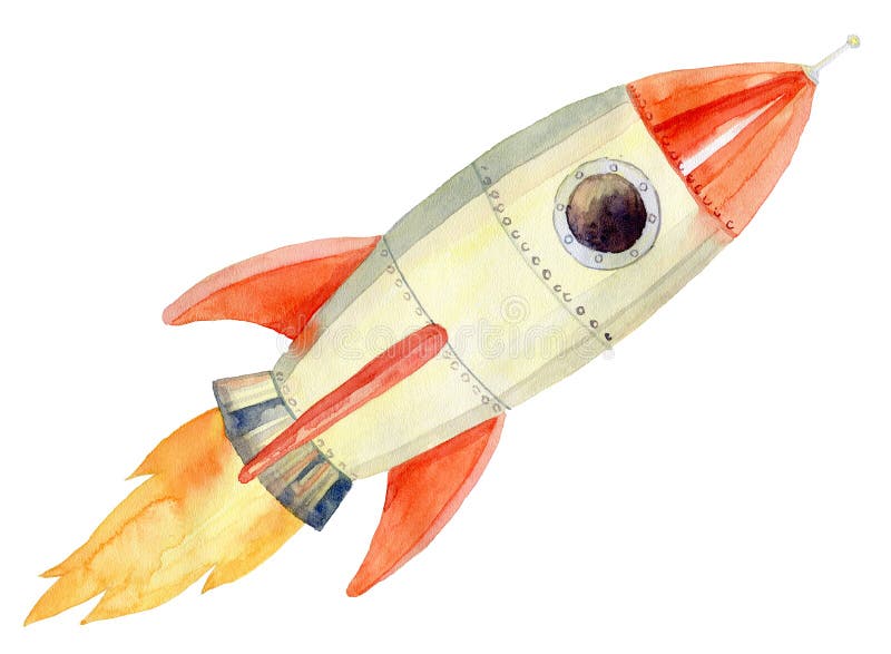 Rocket Space Ship Watercolour Stock Illustrations – 42 Rocket Space ...