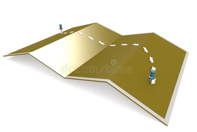 Illustration of a Foldable Map of a Path from Start To Finish by Thumb ...