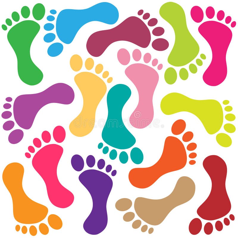 Colourful Footprint Icons stock illustration. Illustration of graphic ...