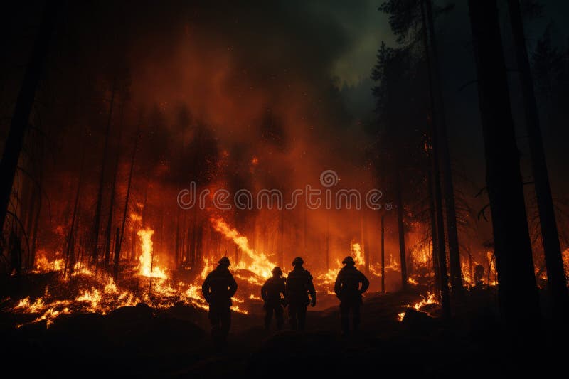 Illustration of a Forest Fire that is Out of Control. Generative AI ...