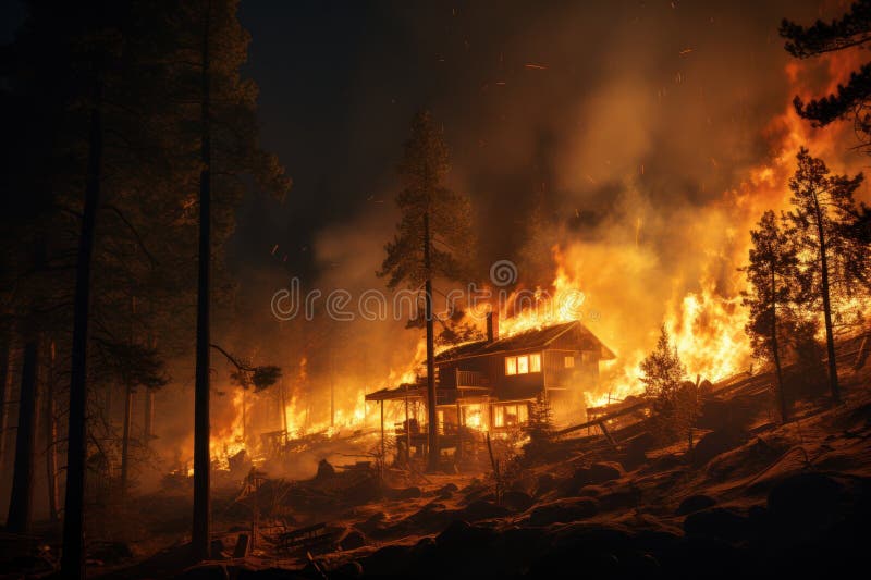 Illustration of a Forest Fire that is Out of Control. Generative AI ...