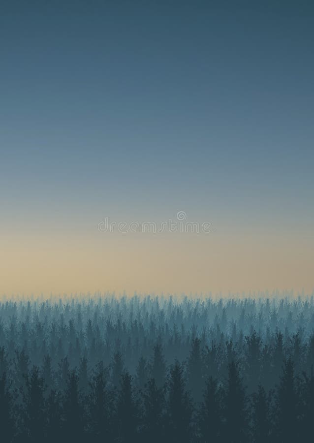 Forest at Sunset Illustration Stock Illustration - Illustration of ...