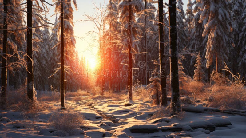 A Freezing Cold Forest during Wintertime Stock Illustration ...