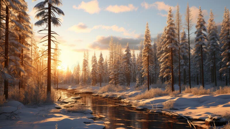 A Freezing Cold Forest during Wintertime Stock Illustration ...