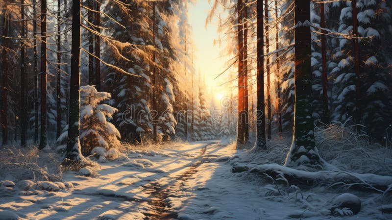 A Freezing Cold Forest during Wintertime Stock Illustration ...