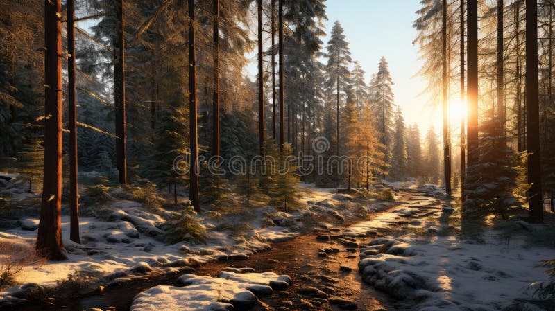 A Freezing Cold Forest during Wintertime Stock Illustration ...