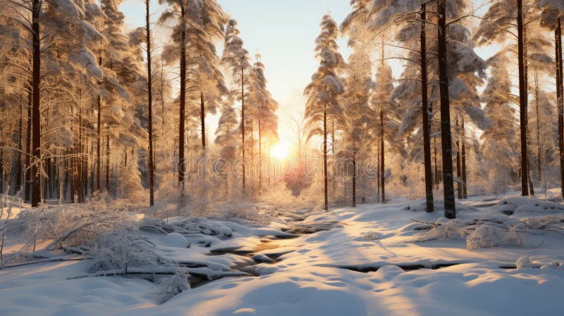 A Freezing Cold Forest during Wintertime Stock Illustration ...