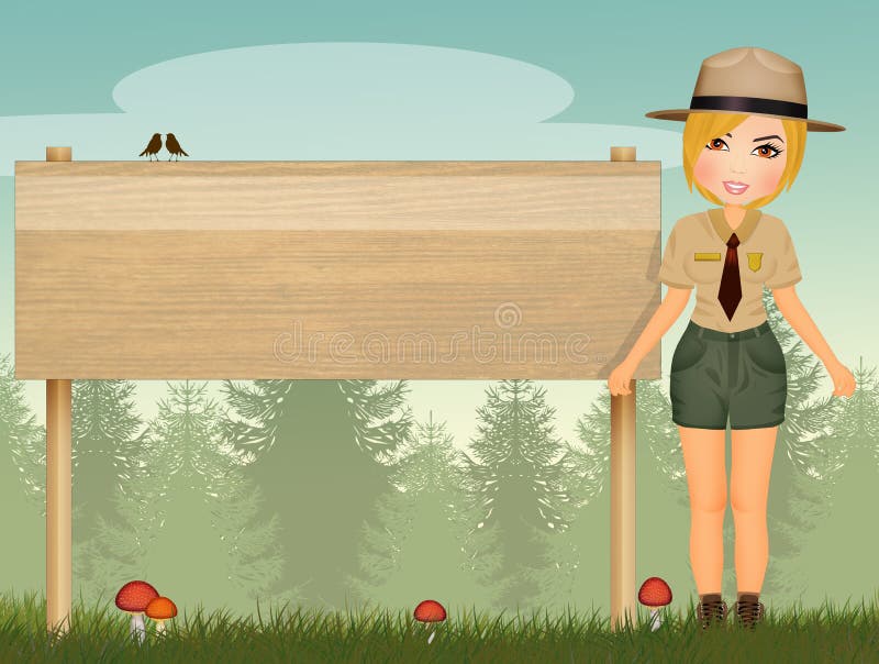 Illustration of Forest Ranger and Footprints Stock Illustration ...