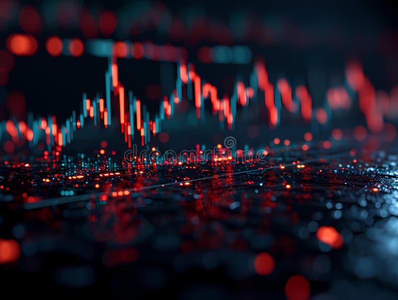 Illustration of Forex Trading, a Red and Blue Lights on a Black Surface ...