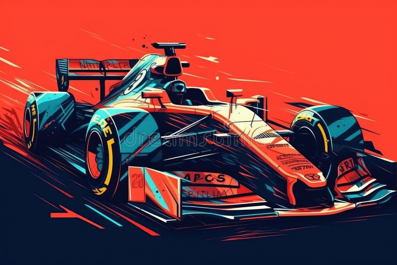 Illustration of a Formula 1 Race Car. Stock Illustration - Illustration ...