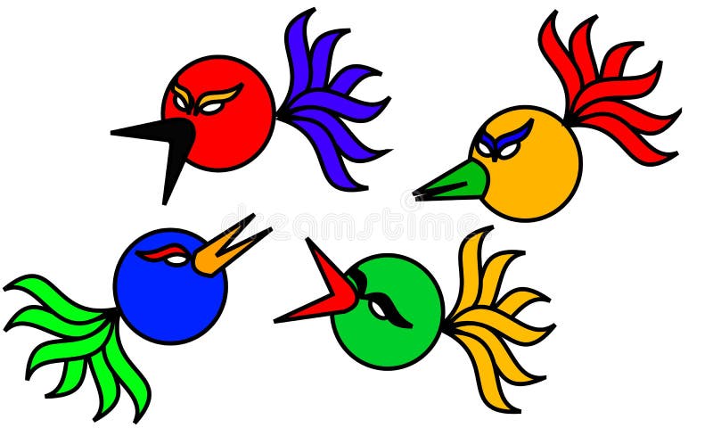 Illustration of four birds stock illustration. Illustration of cartoon ...