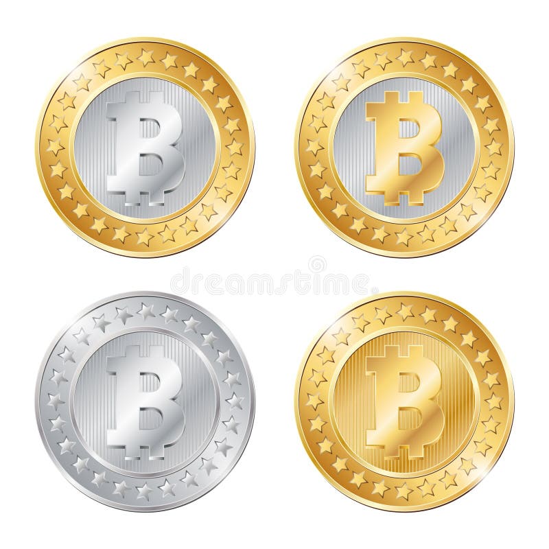 Illustration of Four Coins with Bitcoin Sign Stock Illustration ...