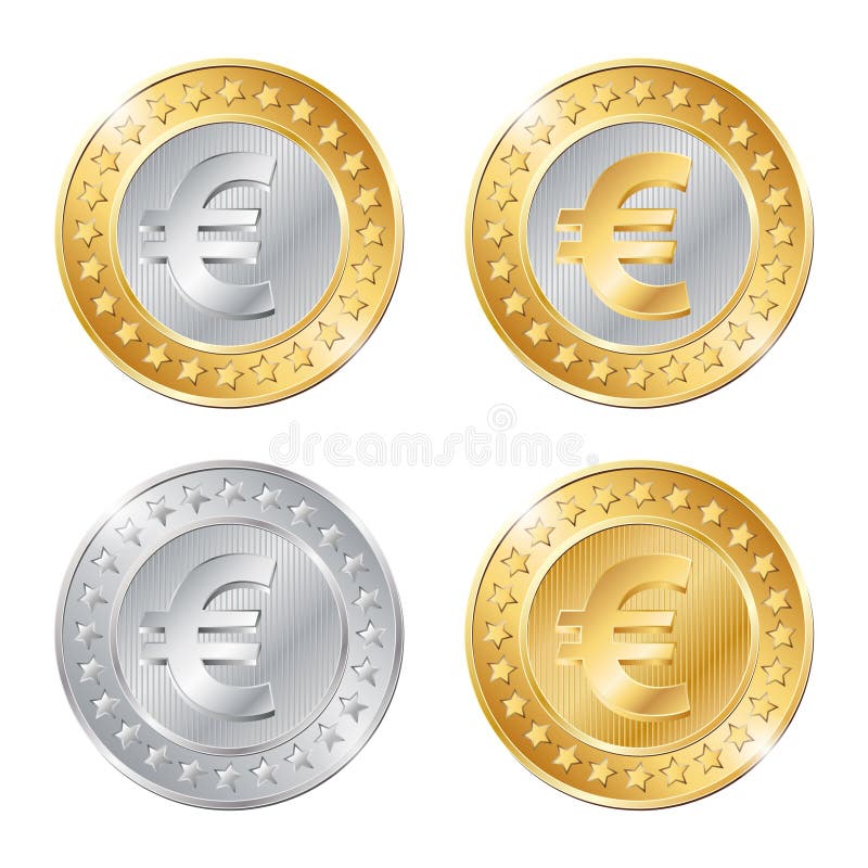 Illustration of Four Coins with Euro Sign Stock Illustration ...