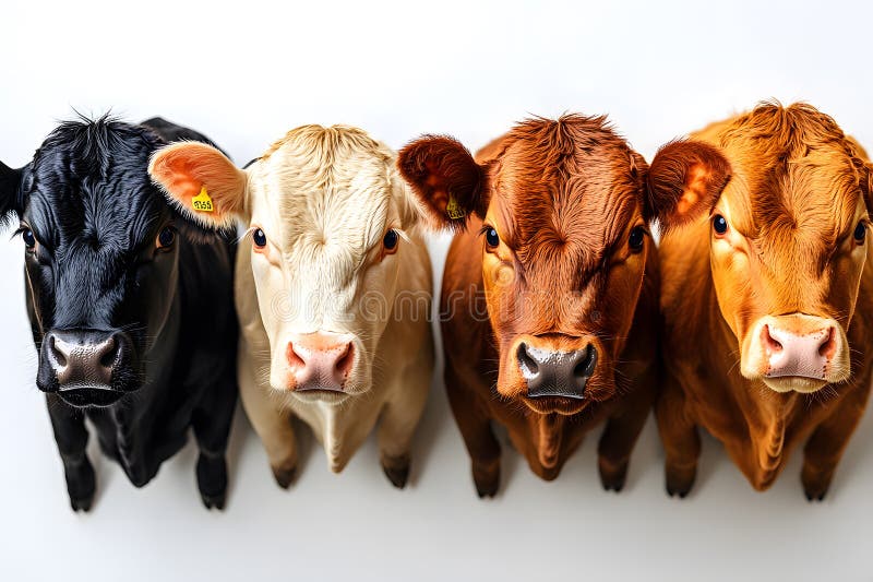 Illustration of Four Cows on a White Background Stock Illustration ...