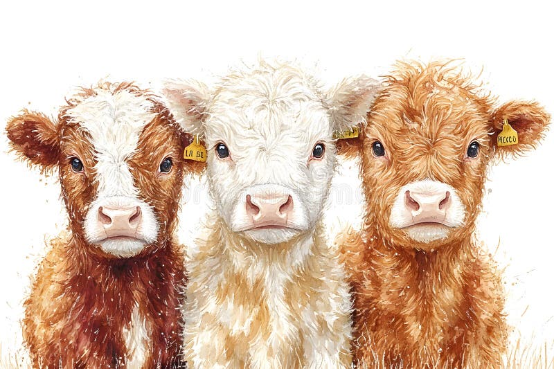 Illustration of Four Cows on a White Background Stock Illustration ...