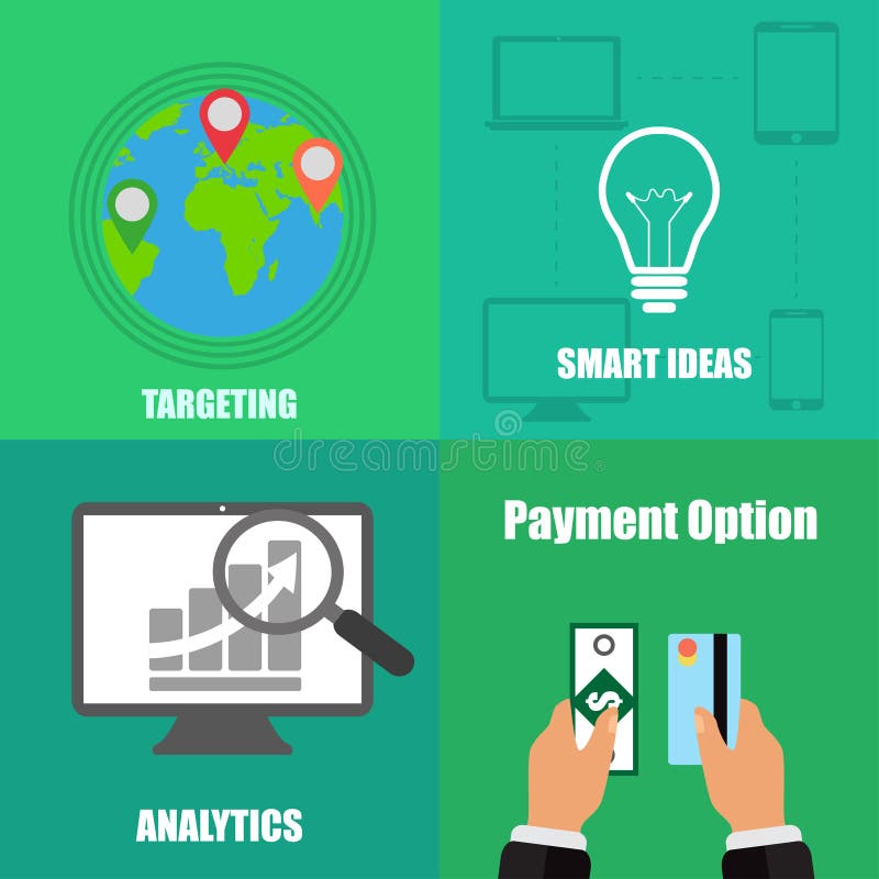 Illustration on Four Different Backgrounds Business Concept Stock ...