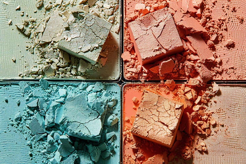 Four Pieces of Colored Powder are Set in Different Squares Stock ...