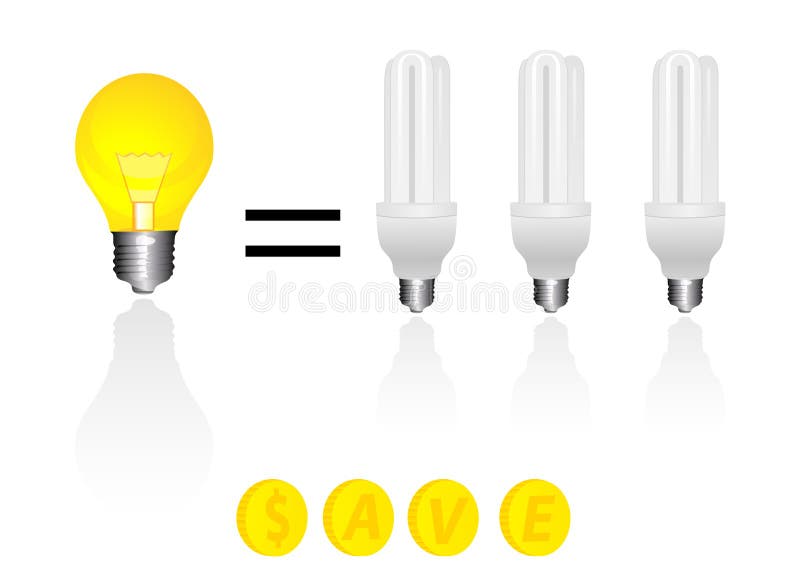 Illustration with Four Types of Light Bulbs Stock Vector - Illustration ...