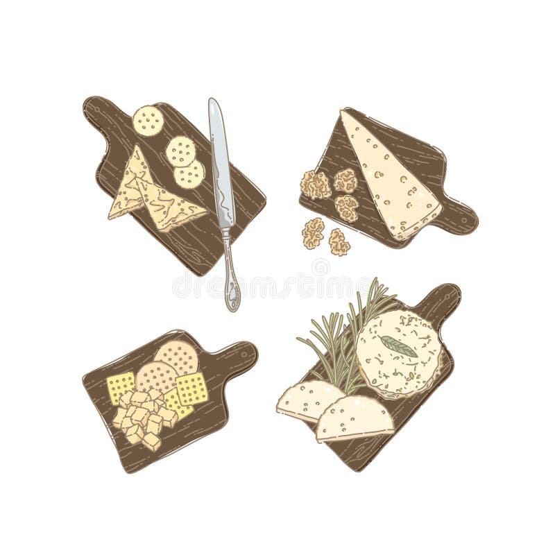 Various Cheese in Beautiful Hand Drawing Illustration Style Stock ...