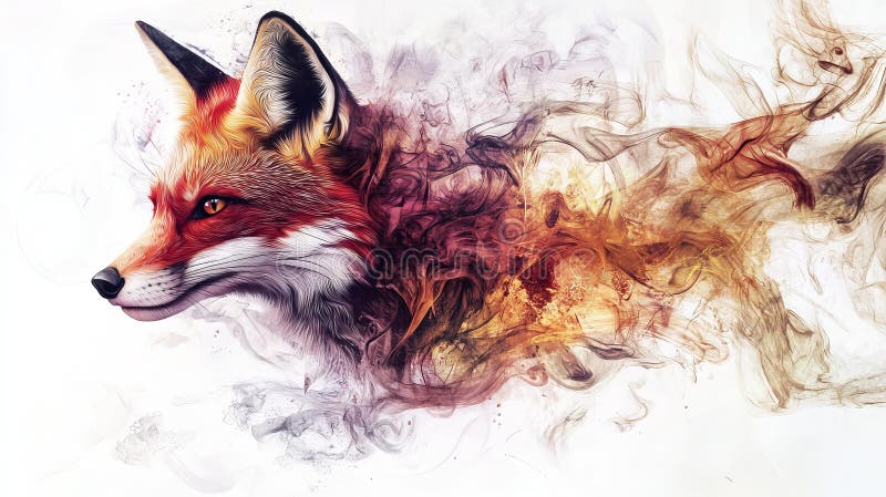 An Illustration of a Fox Created Using Linear Techniques and Filled ...