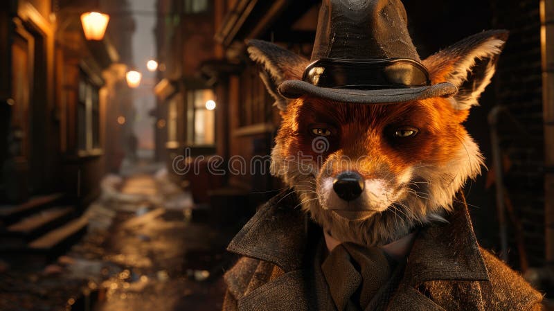 Illustration of a Fox Dressed As a Detective. Stock Image - Image of ...