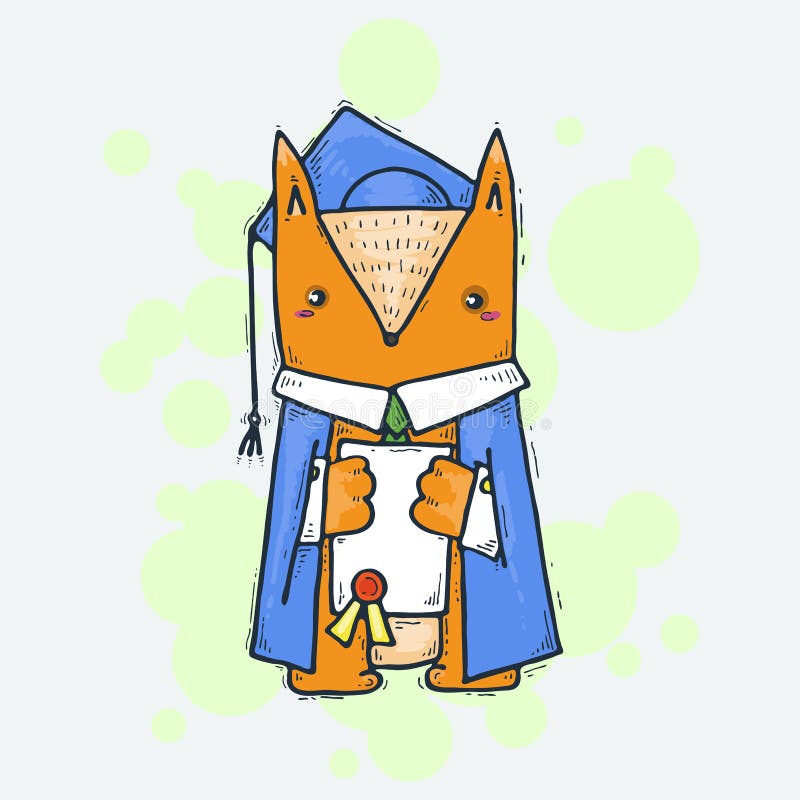 Illustration of a Fox Wearing Graduation Cap Stock Illustration ...