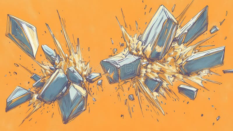 An Illustration of Fragmented Geometric Shapes Exploding Against an ...