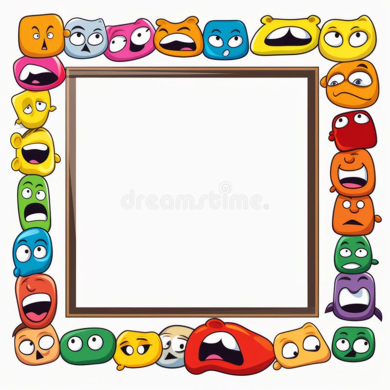An Illustration of a Frame with Cartoon Faces Stock Illustration ...