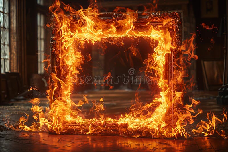 A Frame of Fire with Flames in the Middle, High Quality, High ...