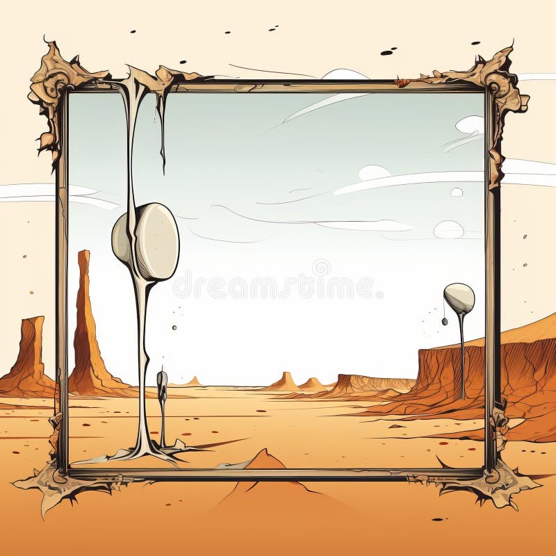 An Illustration of a Frame in the Middle of a Desert Stock Illustration ...