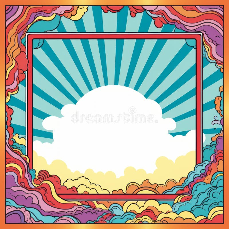 An Illustration of a Frame with a Sun and Clouds Stock Photo - Image of vector, weather: 300690032