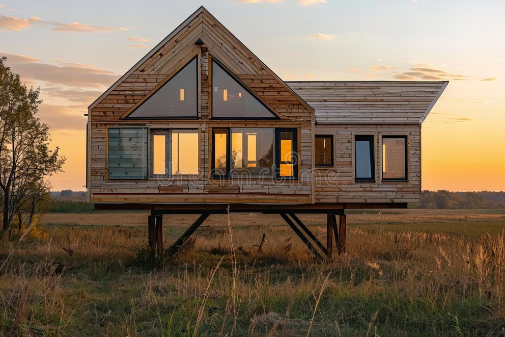 A Framed House in the Shape of an a on Two Legs, with Windows and Doors ...