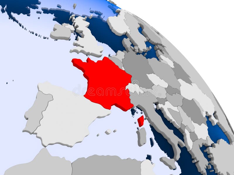 France in red on map stock illustration. Illustration of country ...