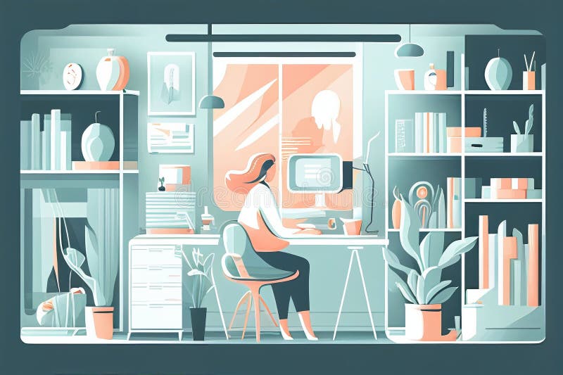 Illustration of Freelance and Business Man Work from Home Created with ...