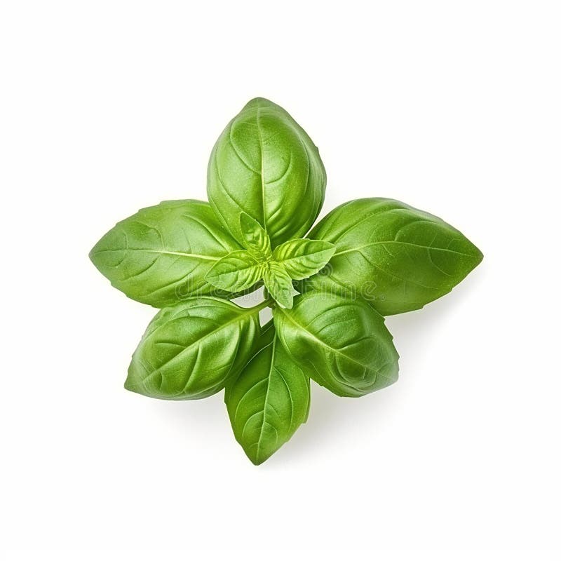 Illustration of Fresh Basil Leaves Seen from Above on White Bright ...