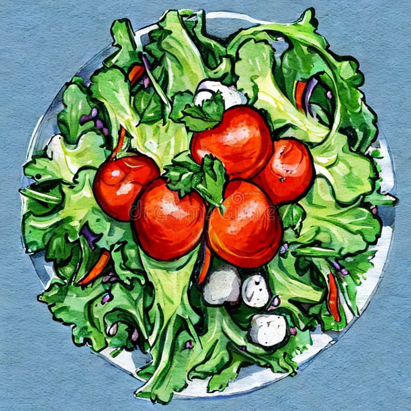 Illustration of a Fresh Mixed Salad Stock Illustration - Illustration ...