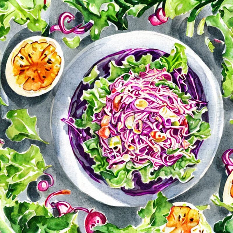 Illustration of a Fresh Mixed Salad Stock Illustration - Illustration ...