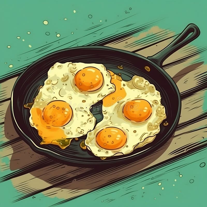 Illustration of Freshly Cooked Fried Eggs in a Frying Pan. Stock ...
