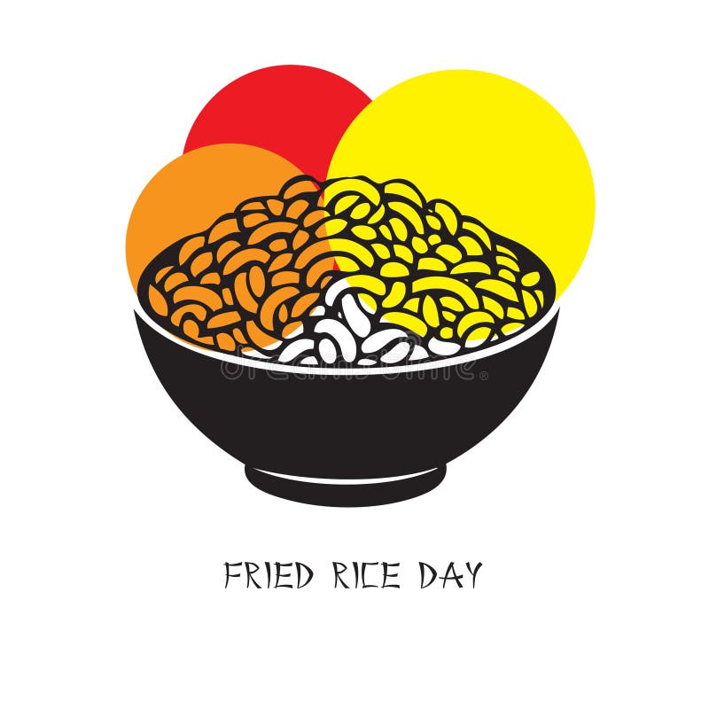Fried Rice on a Plate Vector Illustration with Doodle Drawing Style ...