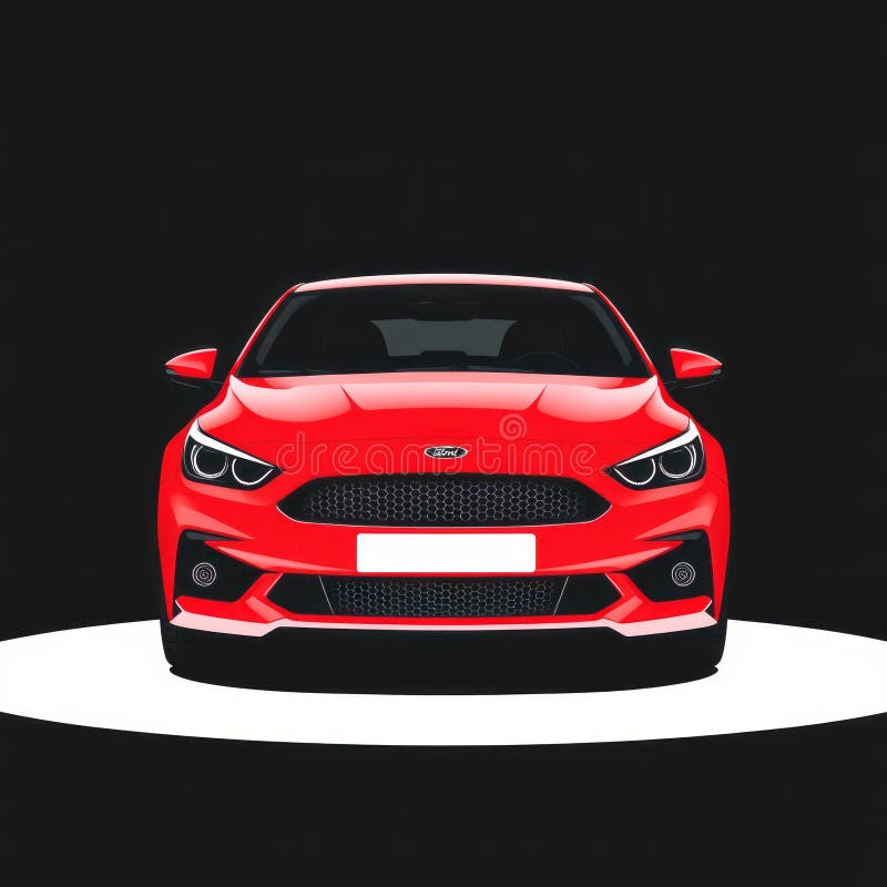 Front View of a Generic and Brandless Red Modern Car Car Illustration ...