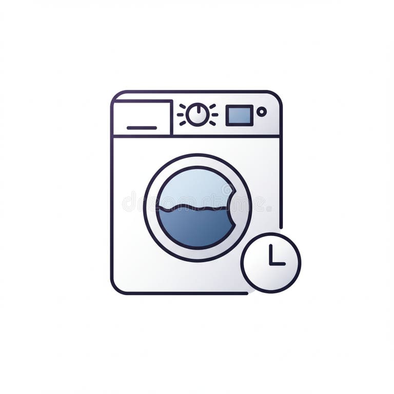 Illustration of a Front-loading Washing Machine with a Circular Door ...