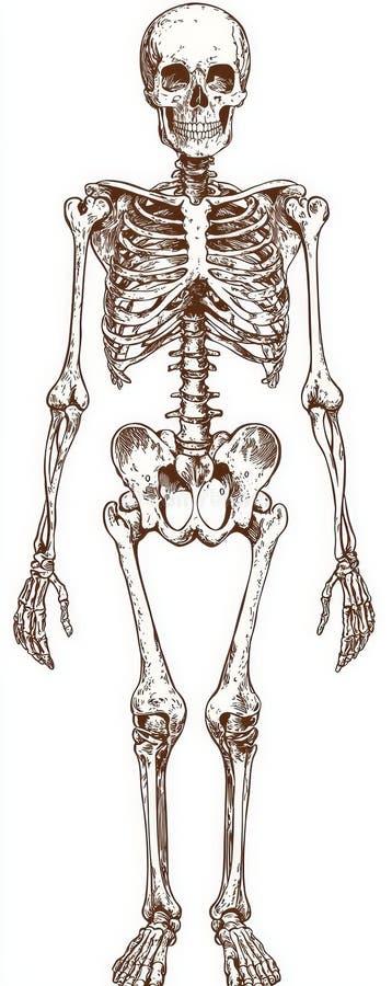 An Illustration of a Front View of a Skeleton of a Human Body Stock ...