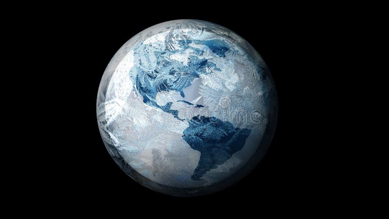 Illustration of Frozen Earth in Space. on a Black Background Stock ...