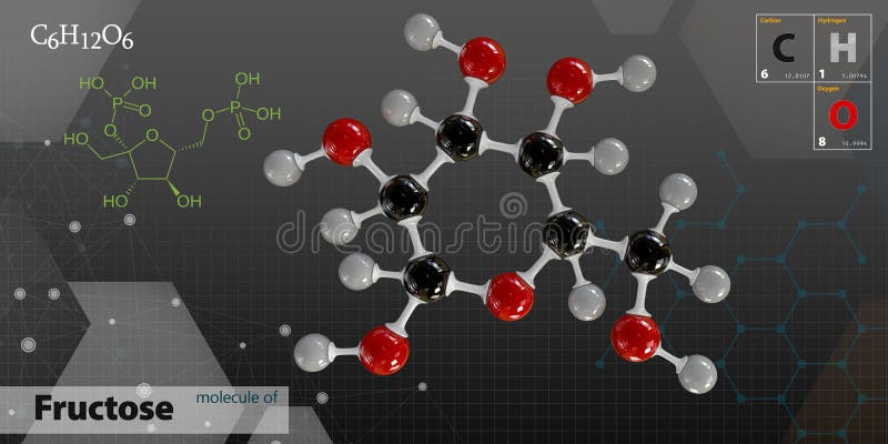 Fructose, D-fructose Molecule. Linear Form. Structural Chemical Formula ...