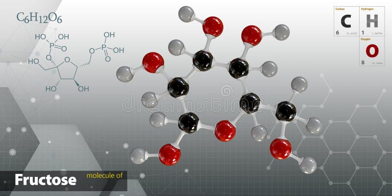 Fructose, D-fructose Molecule. Linear Form. Structural Chemical Formula ...