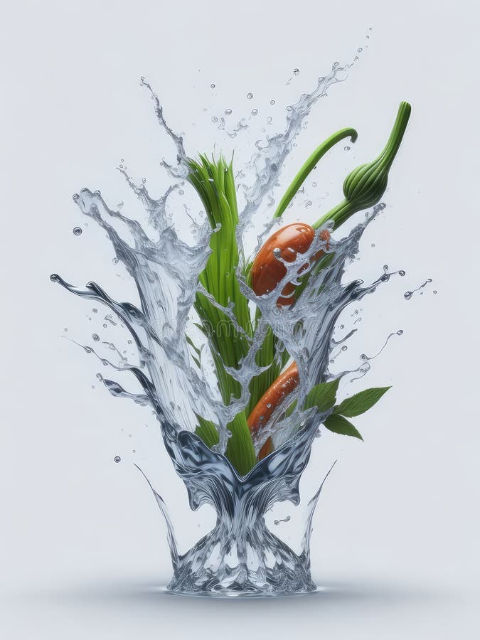 Illustration of Fruit Falling into a Body of Water, Creating Ripples ...