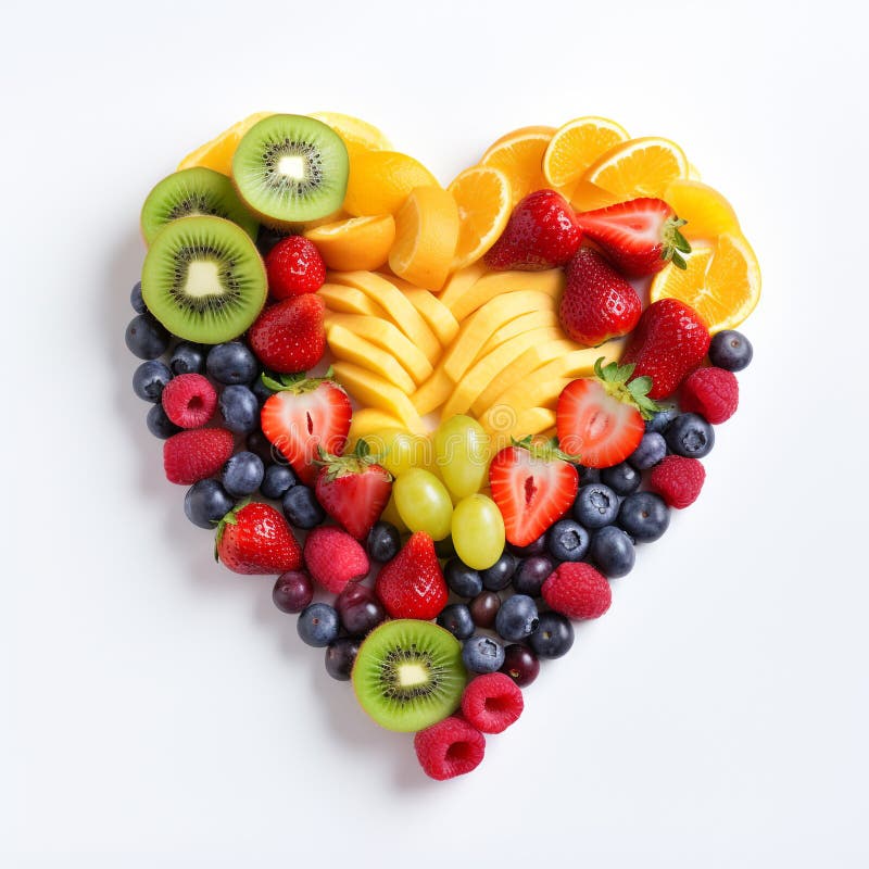 Illustration of Fruits in Heart Shape. Generative AI Stock Illustration ...