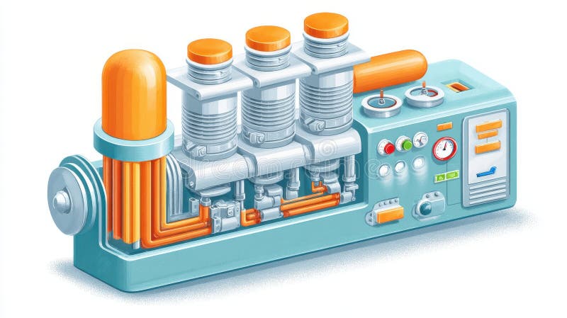 An Illustration of a Fuel Cell Engine with Various Parts Highlighted in ...