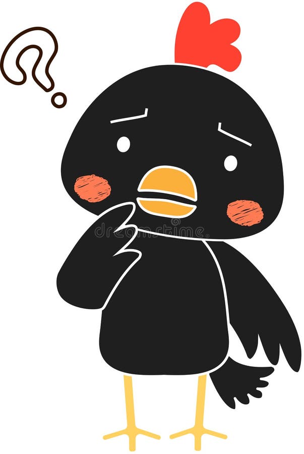 Full-length Illustration of the Cute Black Chicken Character Stock ...
