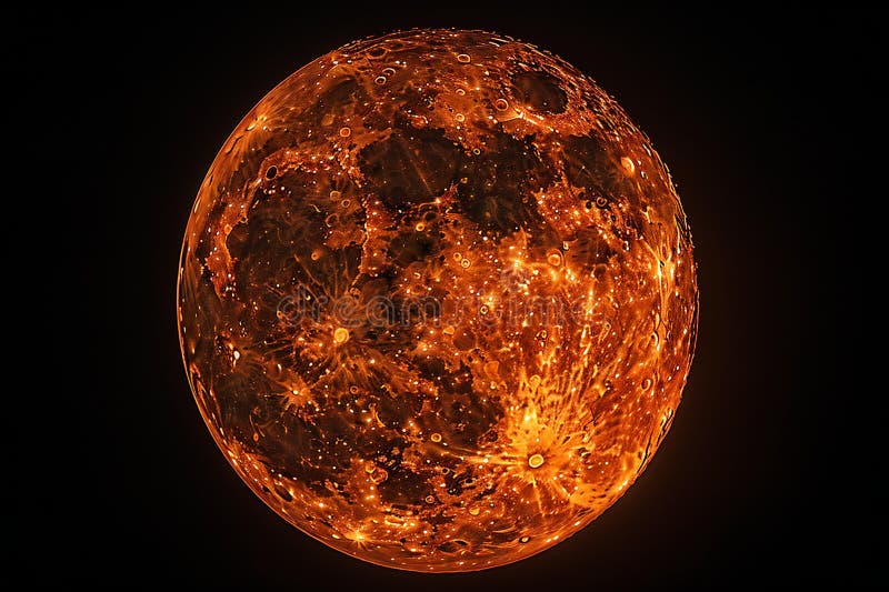 The Full Moon in the Night Sky, Red Moon Eclipse, Black Background ...